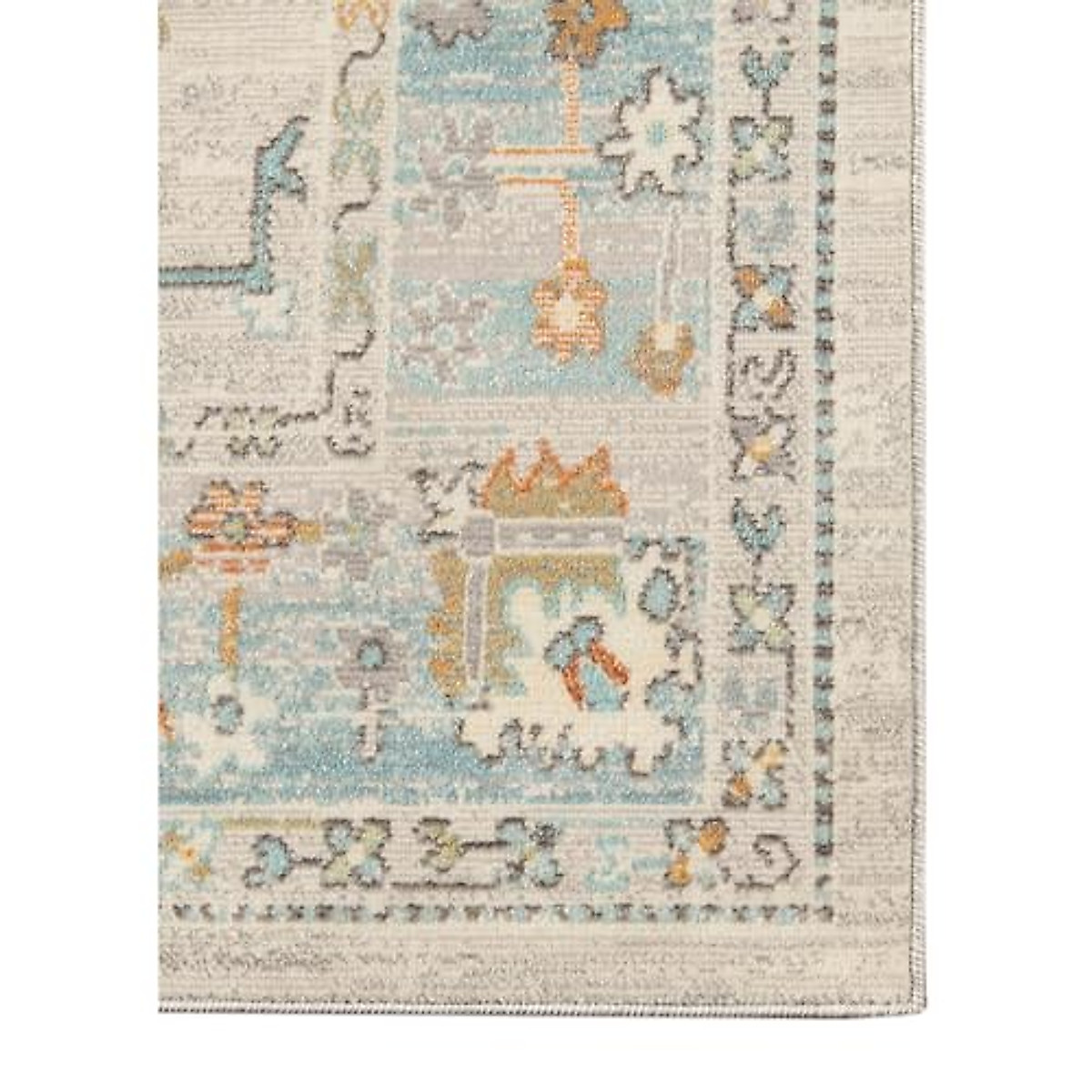 AMER Rugs Bohemian Seaford Collection, Indoor/Outdoor 8x10 Area Rug, Rugs for Living Room, Bedroom, Dining Room, Kitchen - Beige/Blue