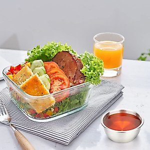 6 x 1.6 oz Salad Dressing Container to Go, Mermaid Stainless Steel Condiment Containers with Lids Reusable Small Containers with Lids Leak Proof Sauce Containers for Lunch Box Silicone Condiment Cups