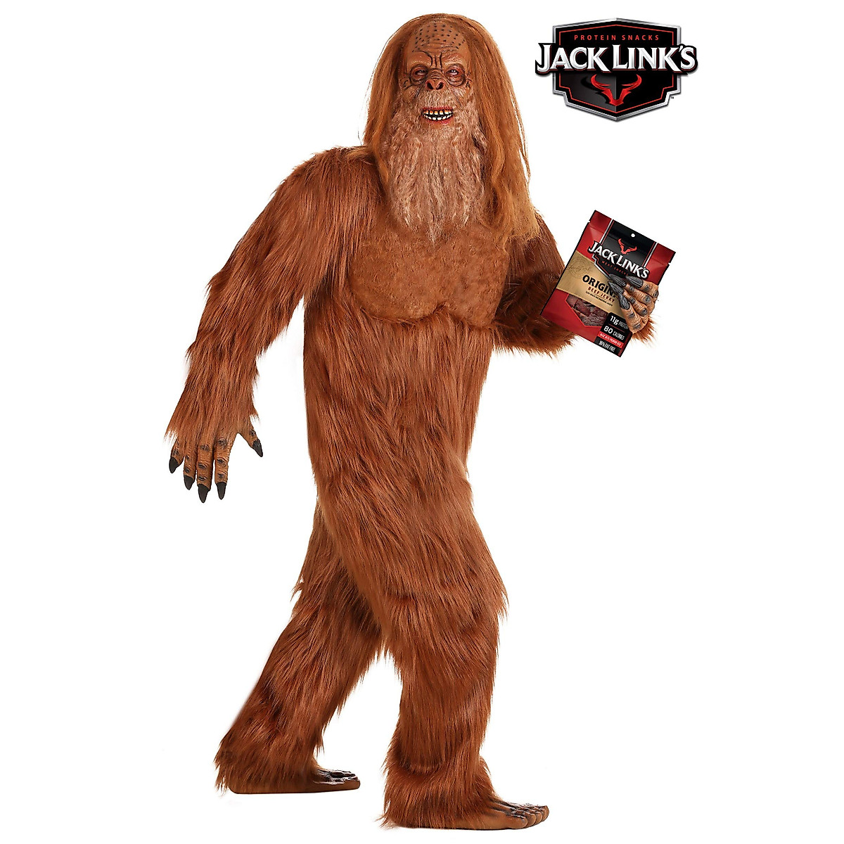 Fun Costumes - Jack Links Sasquatch Halloween Costume, Bigfoot Mascot Messin Adult Big and Tall Sizes Plus Size (4X, Brown)