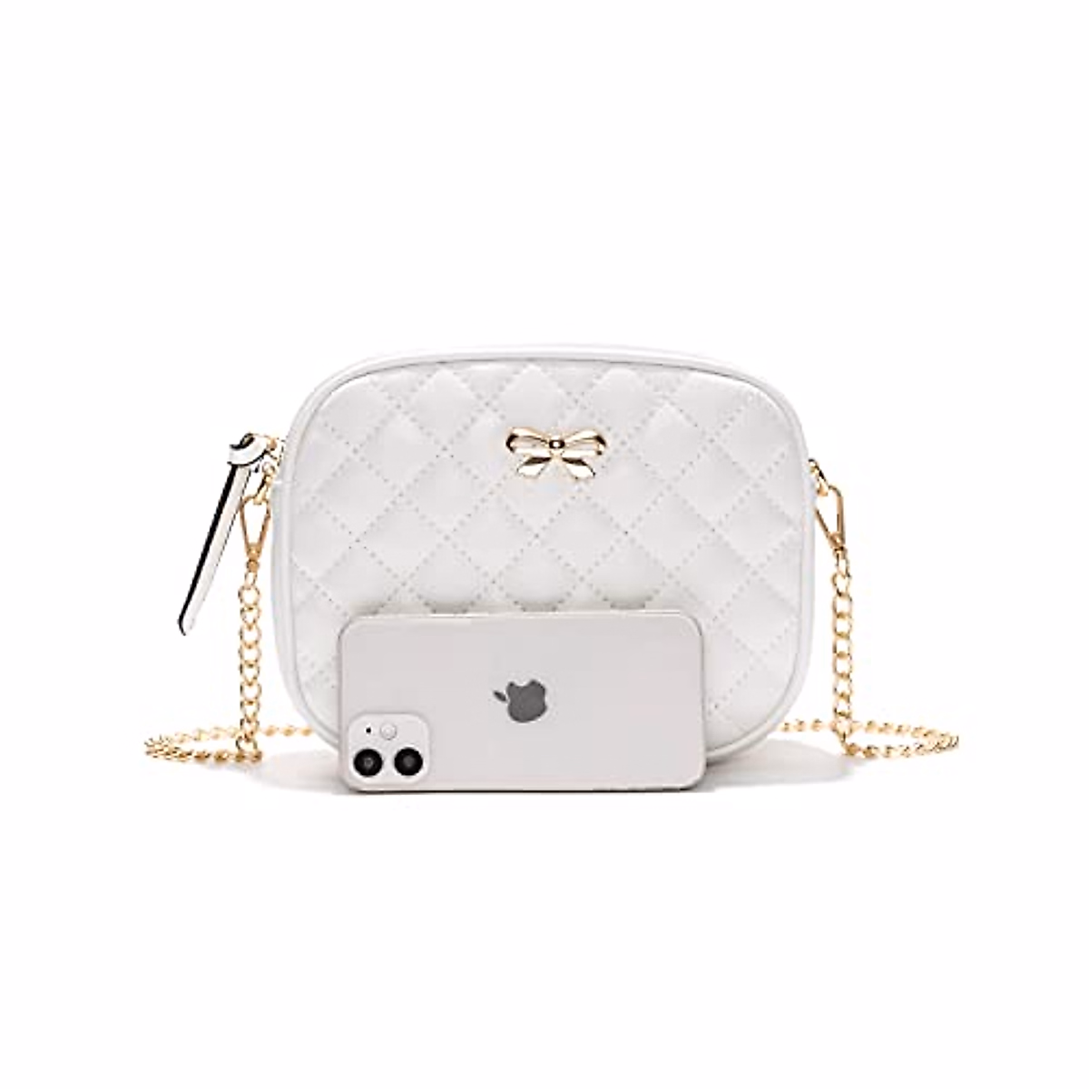 Small White Crossbody Purse for Teens Girls and Women - Ladies Cute Quilted Leather Hobo Messenger Bag - Handbags Shoulder Bags Satchel