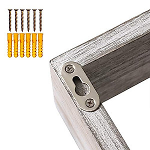 KMwares Set of 3 (12“/10”/8“) Rustic White Grey Paulownia Wood Square/Cube Farmhouse Floating Shelves Wall Mounted Storage/Bookshelf/Shadow Wall Boxes - Decoration for the Living Room, Bedroom, Office