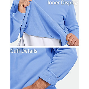 MAGCOMSEN Winter Sweatshirts For Men Bomber Sweatshirts Thick Cotton Sweatshirts Sherpa Sweatshirt Fleece Lining Casual Warm Sweatshirts Pale Blue, X-Large