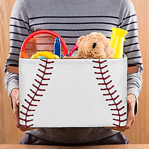 Foldable Storage Baskets, Baseball Cube Organizer Bins with Dual Handles Nursery Closet Shelf Storage Box for Clothing, Books, Cosmetic, Toys, 15"x11"x9.5"