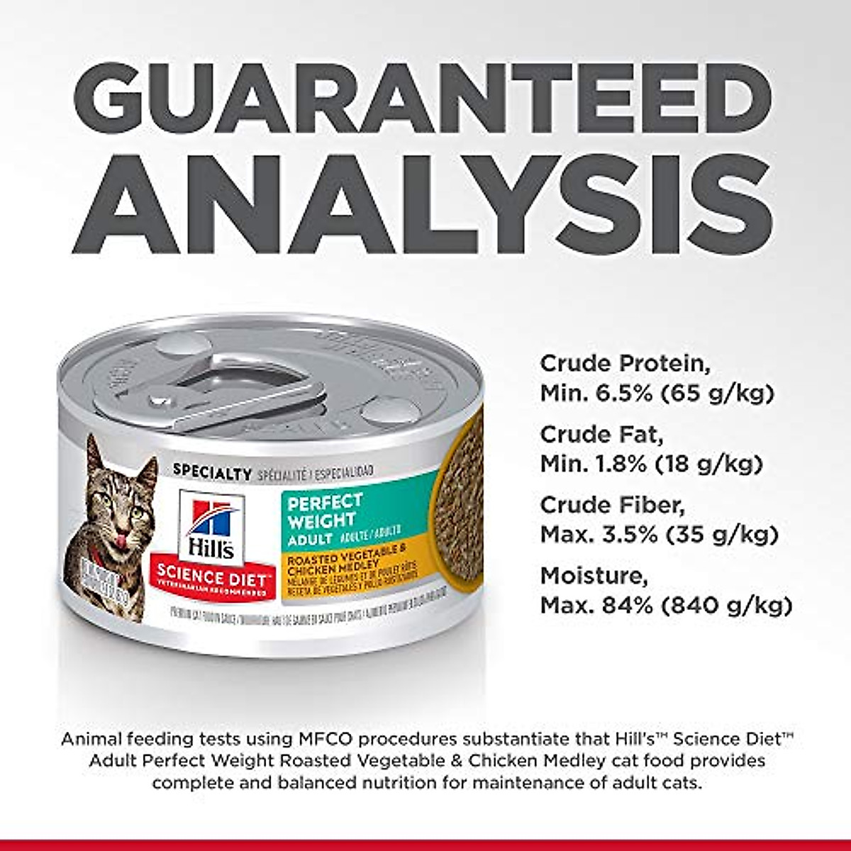 Hill's Science Diet Canned Wet Cat Food, Adult, Perfect Weight for Weight Management, Roasted Vegetable & Chicken Recipe, 2.9 oz Cans, 24 Pack