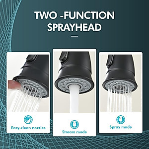 3 Hole Kitchen Faucet with Pull Down Sprayer, APPASO Kitchen Faucet with Soap Dispenser, 3 Pieces Kitchen Faucet with Separate Handle, Matte Black Kitchen Faucet 3 Hole, 218MB