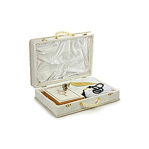 ihvan online Muslim Prayer Rug Set, Islamic Gift Box Suit for Groom Bride, Shawl, Kufi Hat, Digital Beads Counter, Quran Gift Set, Elegant Islam Set for Ramadan (White)