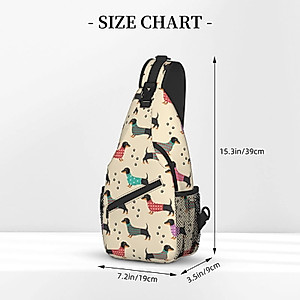 Dachshund Small Crossbody Backpack Sling Bag For Women Men Travel Hiking Chest Bag Daypack
