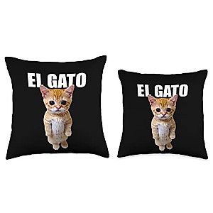 El Gato Meme Sad Crying Cat Munchkin Kitty Meme Trendy Throw Pillow, 18x18, Multicolor