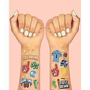 xo, Fetti Football Temporary Tattoos - 60 Foil Styles | Sport Birthday Party, Touchdown Team Party Supplies, Football Themed Party Favors, School Activity, Gift