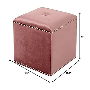 Christopher Knight Home Allen Glam Velvet Ottoman, Blush