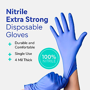 OWELL Nitrile Gloves Disposable Latex Free Medical Exam Gloves Powder Free Nitrile Gloves X-SMALL Disposable Gloves Rubber Gloves Disposable Medical Gloves Latex Free Gloves X-SMALL - 100 Count