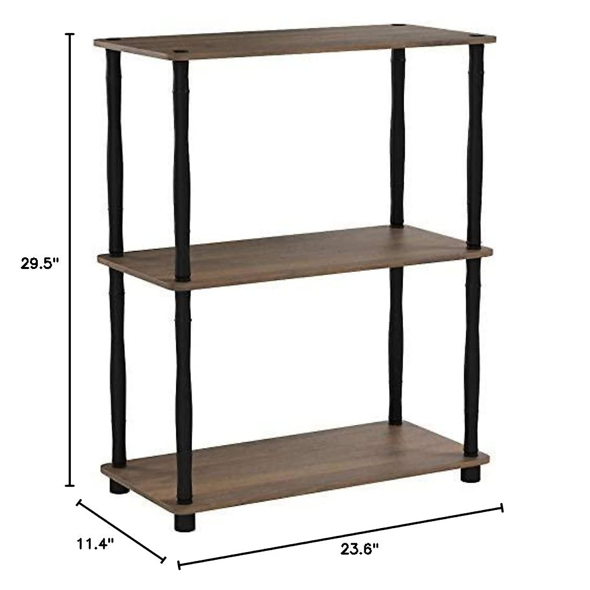 Furinno Turn-N-Tube 3-Tier Compact Multipurpose Shelf Display Rack with Classic Tube, Columbia Walnut/Black