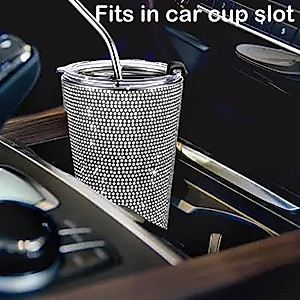 Bling Diamond Straw Cup,17oz Stainless Steel Thermal Bottle,Vacuum Double Wall Insulated Cup Glitter Water Bottle,Bling Cup, Leak-Proof Insulated Coffee Cup for Gym Fitness Travel Office Use（Red）