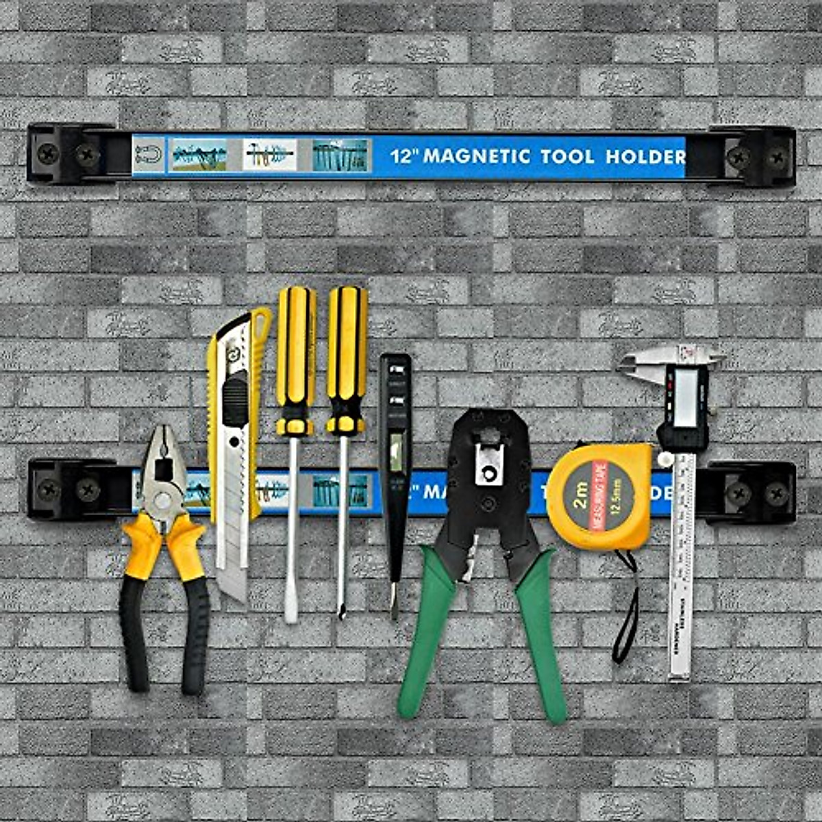 Alouette 4 Pieces 12 Inches Magnetic Tool Holder Racks,Metal Tool Organizer Bar for Garage&Workshop