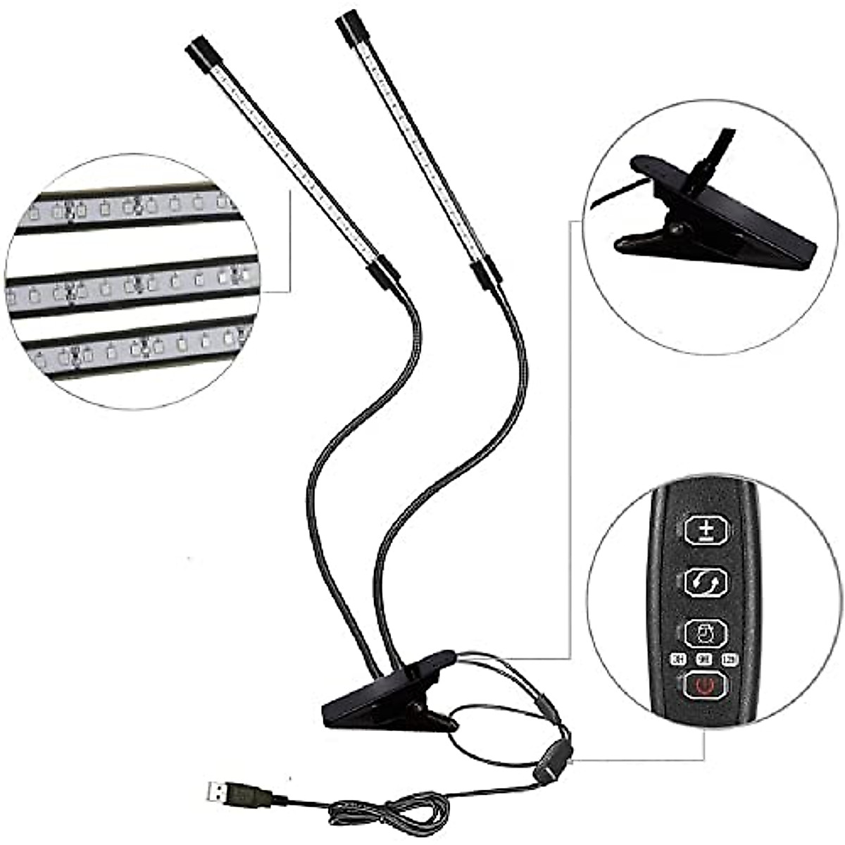 LED Plant Grow Lights for Indoor Plants 40 LED Full Spectrum Dual Head Plant Lights, 3 Switch Modes, 3/9/12H Timer, 9 Dimmable Brightness Growth Lamp for Indoor Succulent, Vegetables