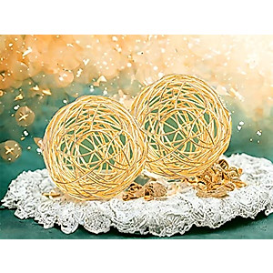 Alpha Living Home Gold Metal Band Decorative Dining Ball Set of 3 - Geometric Sculptures, Metal Sphere Decorative Ball, Decorative Balls for Centerpiece Bowls, Orbs Decorative Balls - 4.5 Inches