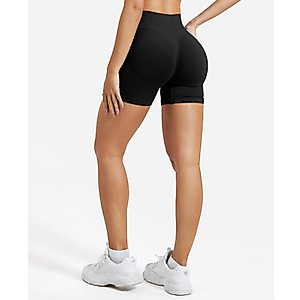 VOYJOY Women Workout Impact Shorts 3.6"/ 4.5"/ 6" Scrunch Butt Lifting Gym Shorts Seamless Booty Biker Shorts Black