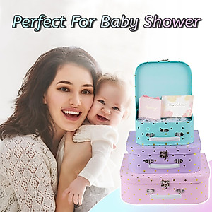 Eazy2hD Paperboard Suitcases, Set of 3 Decorative Storage Boxes Gift Boxes With Lids for Photo Storage Home Decoration, Birthday, Weddings, Anniversary - Mini Cardboard Suitcase - Gold Foil Polka Dots