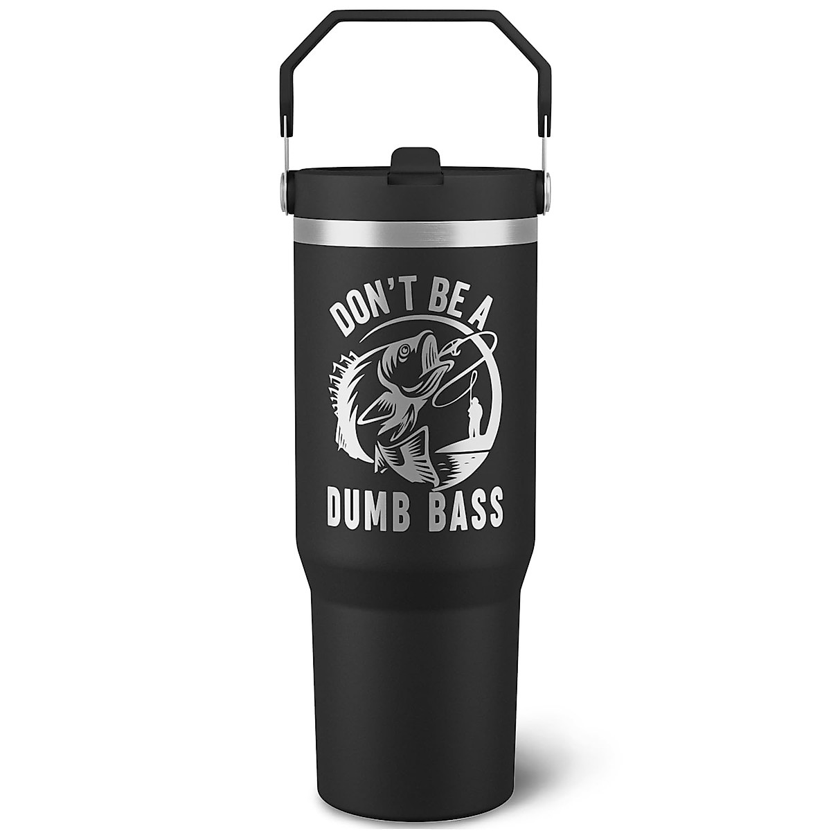 qchdln Fisherman Gifts For Men - Cool American Flag Cup - 30oz Insulated Fishing Tumbler with Handle - Fathers Day,Birthday,Christmas Gifts for Dad,Grandpa,Husband,Uncle