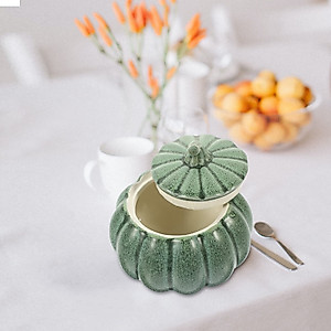 Yardwe Pumpkin Cup Glass Pumpkin Jar with Lid Pumpkin Bowl Glass Food Containers Pumpkin Pot Halloween Cauldron Bowls Pumpkin Stewing Bowl Fall Bakeware Oven Ceramics Jelly Cup Pudding