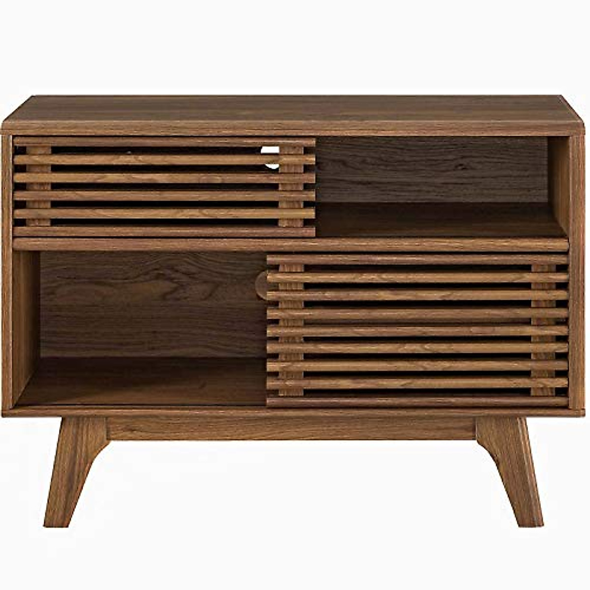 Modway Render Mid-Century Modern Two-Tier Display Stand in Walnut