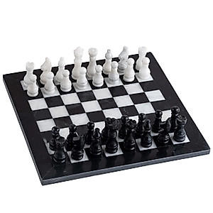 Marble Chess Set-Magnificent Handcrafted Board and Chess Pieces-12X12 inch Black White Classic