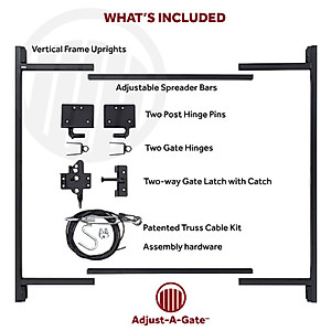 Adjust-A-Gate 2 Way Lockable Easy to Install Steel Frame Gate Latch with Installation Building Kit and Telescoping Bars (2 Pack)