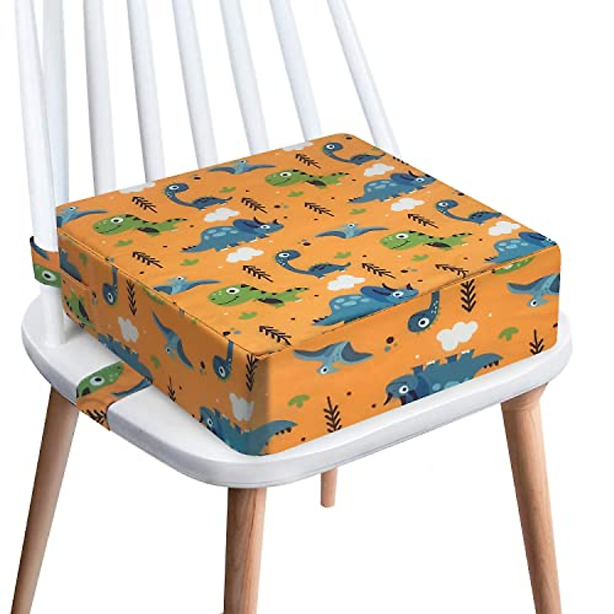 KIDUN Toddler Booster Seat for Dining Table, Upgrade 4 inch Heightening Cushion for Kids Chair, Adjustable, Heightening Booster Seat Pad for Boy/Girl, Toddler Booster Cushion.(Buckle/Yellow)