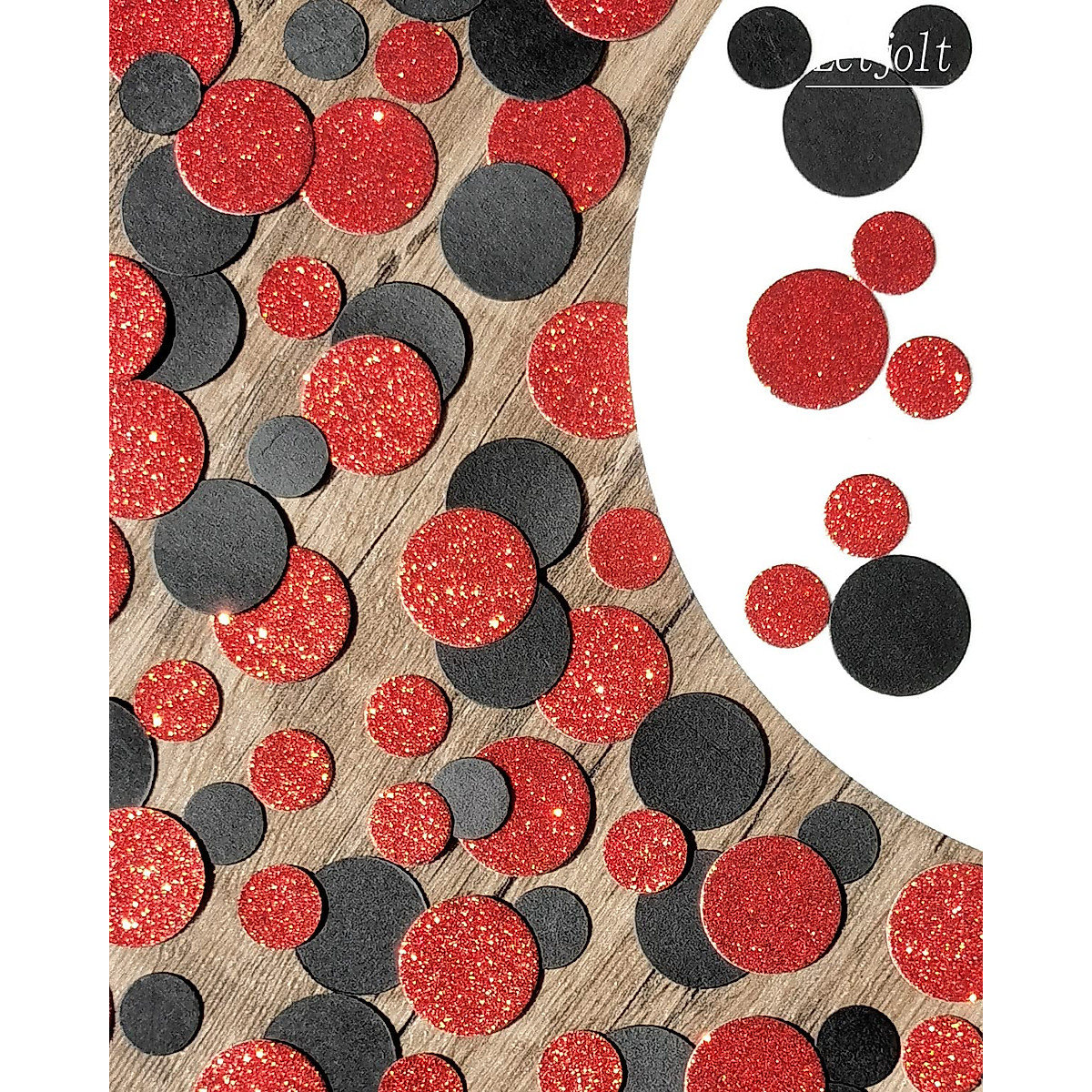 Red Dots Confetti Glitter Paper Red Black Scatter Table Decoration Surprise Craft Supplies Graduation Birthday Party Bridal Baby Shower Girls Party Wedding Gift Circle Dots Decor 100 Pcs