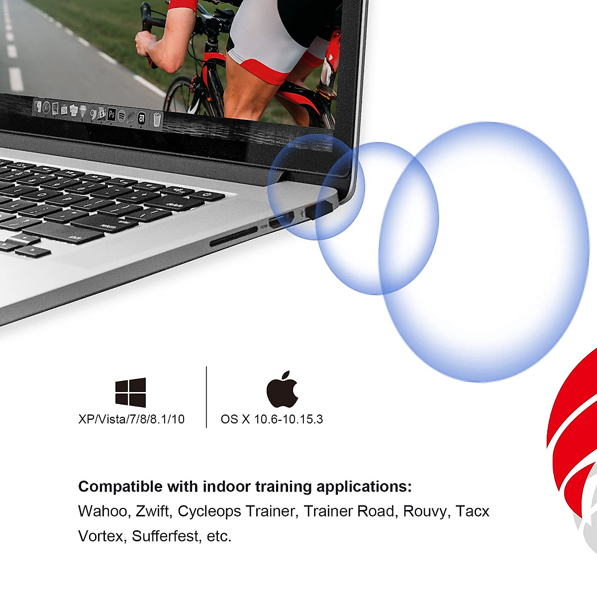 FITCENT ANT Dongle for Zwift Garmin Cycling and Fitness Device, ANT+ USB Dongle Stick Receiver for Wahoo, Suunto, TacX, Bkool, CycleOps, TrainerRoad