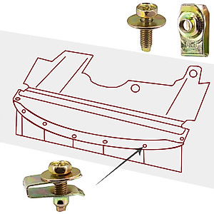URMECCH 20x Body Bolts M6-1.0 x 20mm Long - 10mm Hex - 17mm Washer - 20x U-Nuts Clips Engine Under Cover Undertray Splash Shield Guard Bumper Fender Liner Push Retainer Fastener, Yellow Zinc Finish