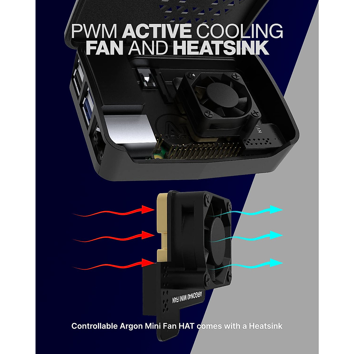 Argon Poly+ Case | Raspberry Pi 4 Plastic Case with PWM controllable Fan and Heatsink | Removable Top