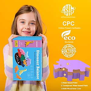 FRONOR Toys for 3-7 Year Old Boys Girls, Dinosaur Building Wooden Blocks STEM Montessori Educational Stacking Toys Birthday Toys Gifts for 3 4 5 6 7 Year Old Girls Gifts (Purple)