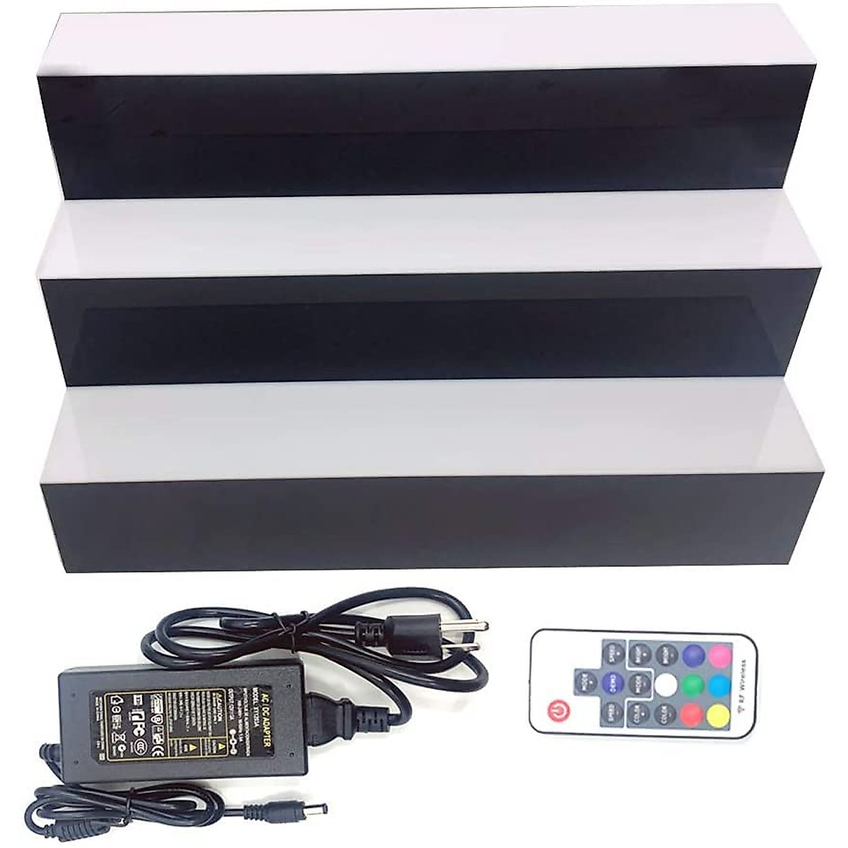 2 Pack LED Lighted Liquor Bottle Display Shelf,24-inch LED Bar Shelves for Liquor, 3-Step Lighted Liquor Bottle Shelf for Home/Commercial Bar, Acrylic Lighted Bottle Display with Remote & App Control