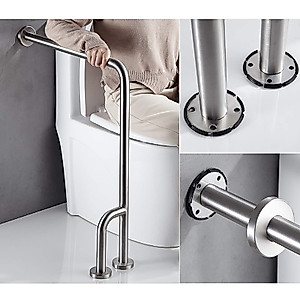 Grab Bar Bathroom Frosted Surface Handrails 304 Stainless Steel Floor Bathroom Safety Rails Barrier-Free H-Shaped Guardrail (Left and Right Models)