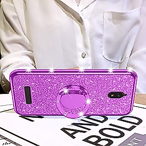 nancheng for BLU View 2/B130DL Case Luxury Cute Soft TPU Silicone Glitter Cover for Girls Women with Diamond Ring Kickstand Bumper Shockproof Full Body Protection Case for BLU View 2/B130DL - Purple