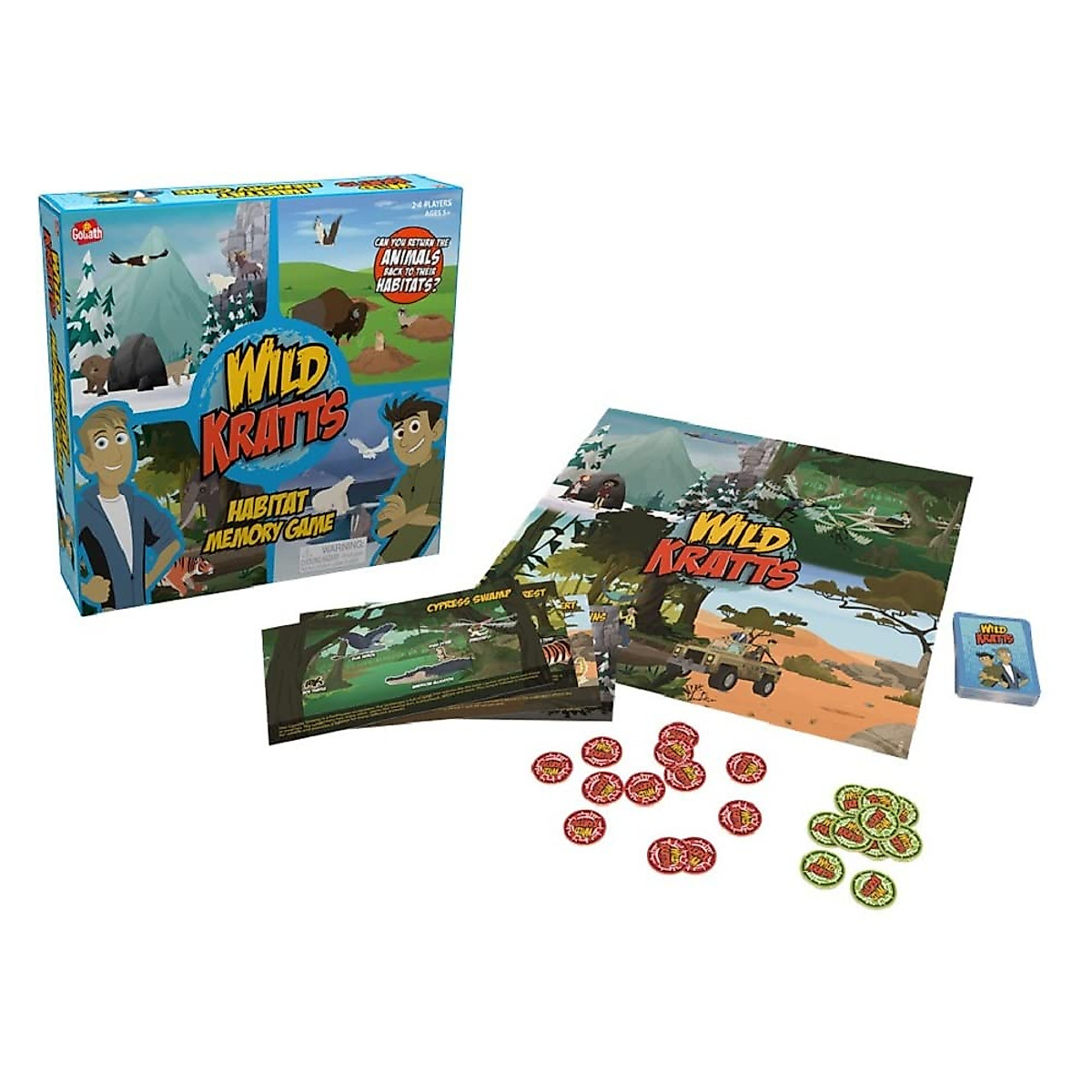 Goliath Wild Kratts Habitat Memory Game - Classic Memory Gameplay with Creative Storytelling - Learn Animal Facts While You Play, Ages 5 and Up, 2-4 Players