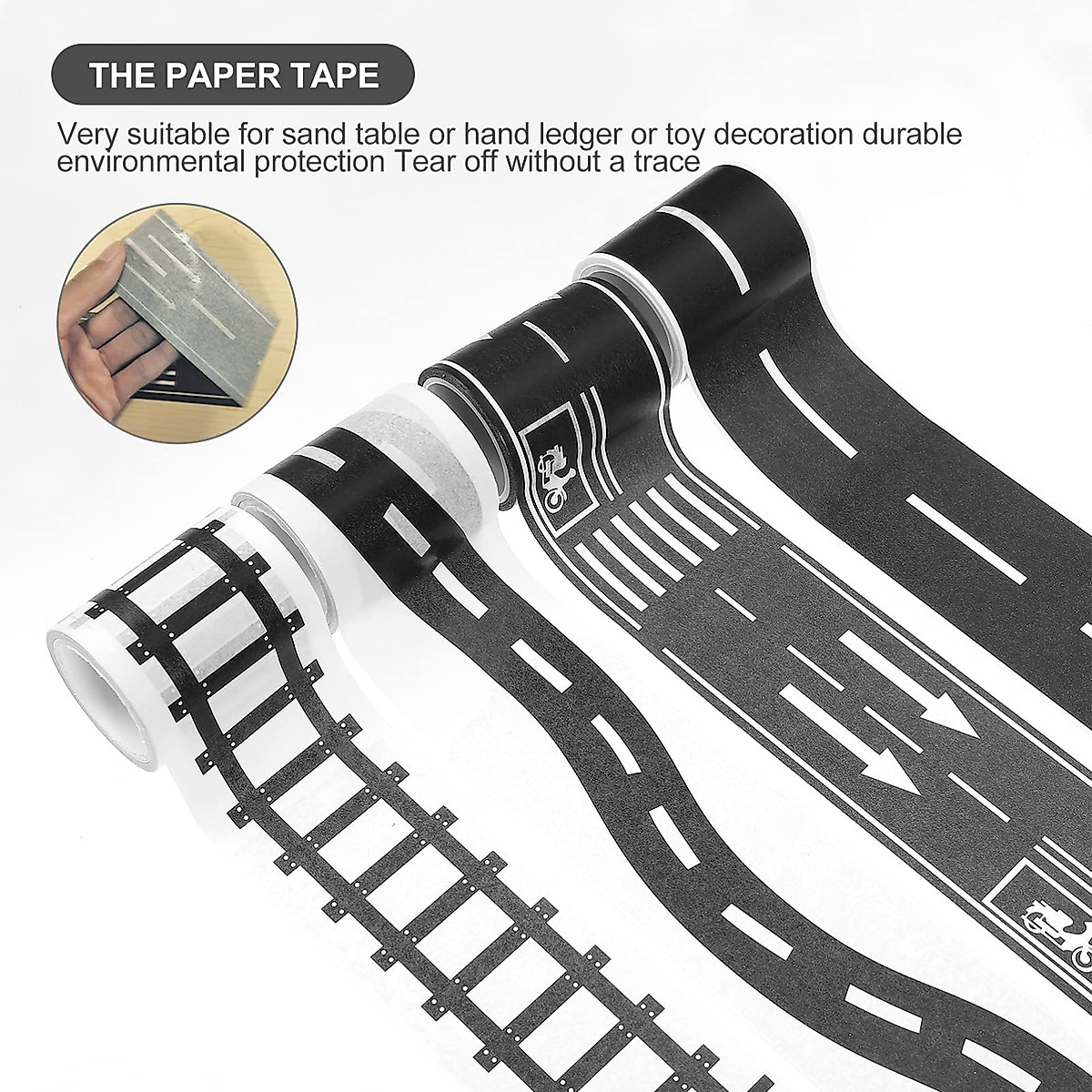 Healifty 8 Rolls Race Car Track Road Tape Railway Track Sticker Stick to Floors and Walls Tape Washi Tape Play Vehicle Supplies for Kid Toy Birthday Gifts Mixed Styles