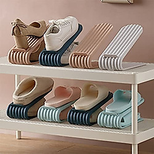 KJGKV Shoe Slots Organizer for Closet Organization Adjustable Shoe Stacker Space Saver Double Layer Shoe Rack Organizer Holder Organization,Dark Blue