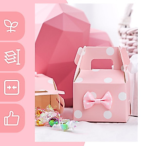 VGOODALL 30PCS Polka Dot Favor Boxes, Gable Treat Boxes Small Candy Boxes Pink Polka Dot Boxes Party Supplies for Kids Snacks Candy Birthday Party Wedding Christmas