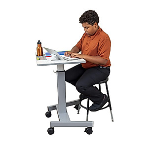 Stand Up Desk Store Stackable Adjustable-Height Classroom Office Workstation Stool (Black)