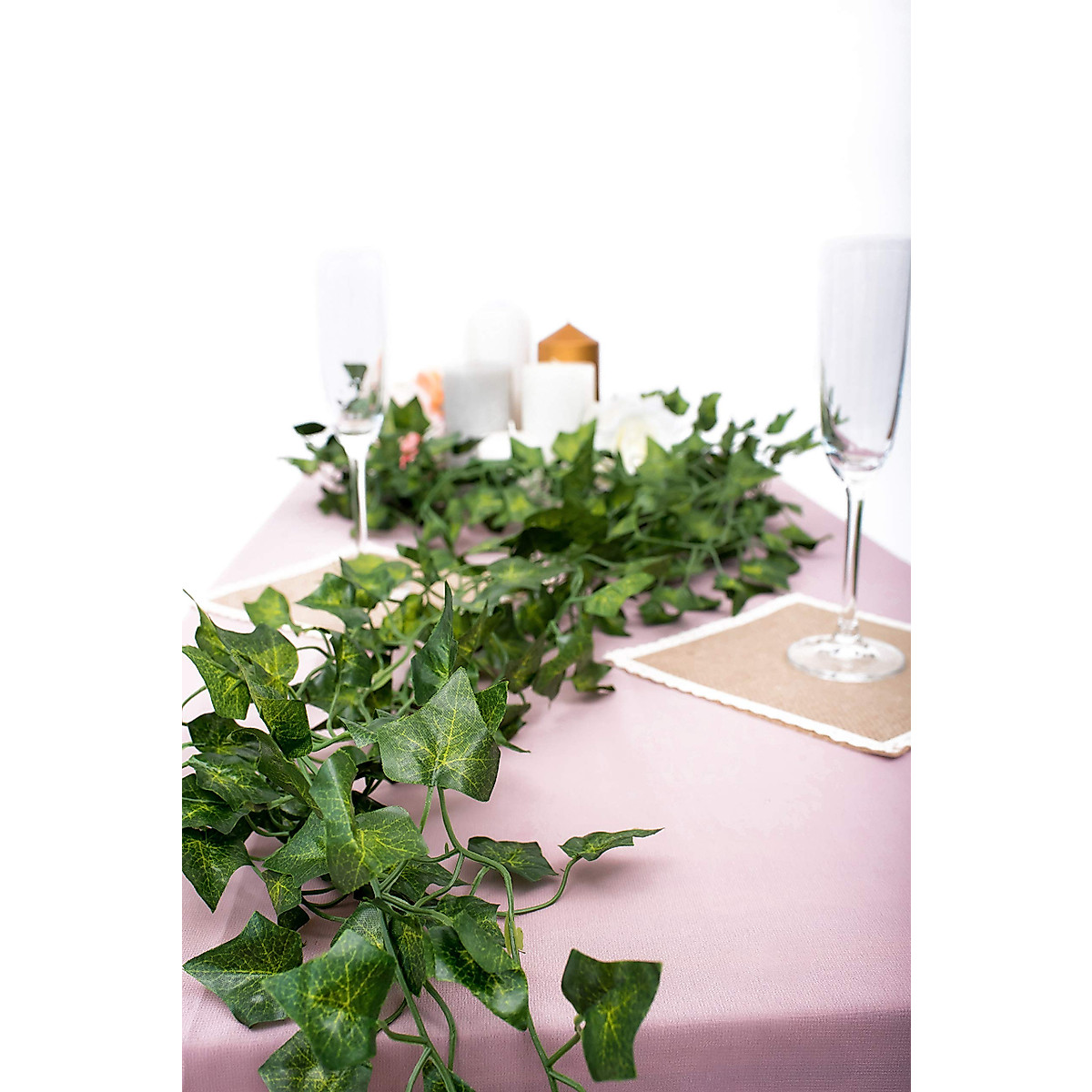 A-DECOR 84 ft-12 Pack Artificial Ivy Garland Hanging Vines for Bedroom Wedding Party Green Decoration Wall Plants Jungle Leaves Faux Backdrop Decorative Leaf Foliage Face Greenery Fake Plant Decor