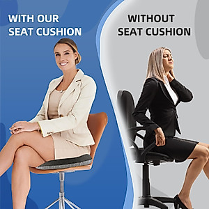 Seat Cushion for Office Chair Car - Memory Foam Chair Pad Sciatica & Back Coccyx Tailbone Pain Relief - Non-Slip Ergonmic Butt Pillow for Computer Desk, Wheelchair, Gaming School Chair - Grey
