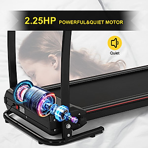 FYC Folding Treadmills for Home with Incline - 2.25HP Electric Foldable Treadmill, Easy Assemble Portable Running Walking Workout for Home Gym Saver Space, 265 LBS Weight Capacity