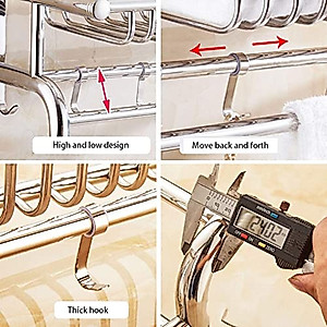 XHALERY Bath Racks,Shower Corner Wall-Mounted Storage Rack 304 Stainless Steel 2-Layer Hook Towel Rack for Kitchen Bathroomshelves