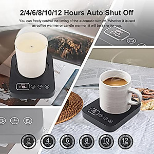 Mug Warmer, ANBANGLIN Coffee Warmer for Desk with Gravity Sensor, Coffee Mug Warmer with 2/4/6/8/10/12H Auto Shut Off, Coffee Cup Warmer with 3 Temp Settings, LED Display, A Cup Lid Included