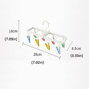 MXY Plastic Clothespins Foldable Clothes Socks Underwear Hooks Laundry Colorful Lingerie Hanger Small Hanging 8 Clothes Pins Clips Drip Hanger