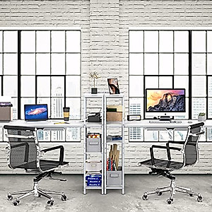SHW 46-Inch Mission Desk with Side Shelf, White