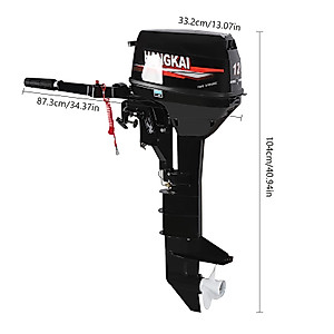 2 Stroke 12HP Outboard Motor, 169CC HANGKAIGas Outboard Boat Motor Water-cooling Long Shaft CDI Heavy Duty Fishing Boats Motor Enginefor Kayaks Canoes Dinghies Inflatable Boats Motors