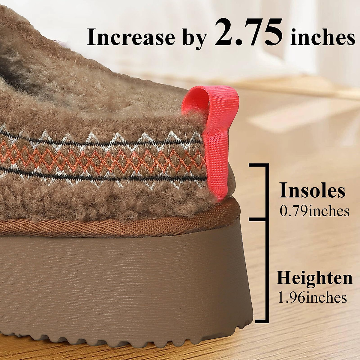 NATRAKI Women's Platform Slippers Mini Boots Braid with Plush Fleece Lining Fuzzy Slippers for Women Slip on Clogs